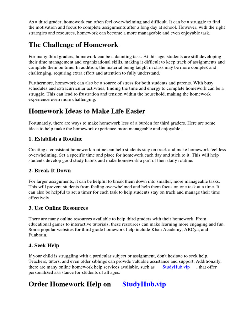Effective Homework Strategies for 3rd Graders | PDF | Homework | Worksheet
