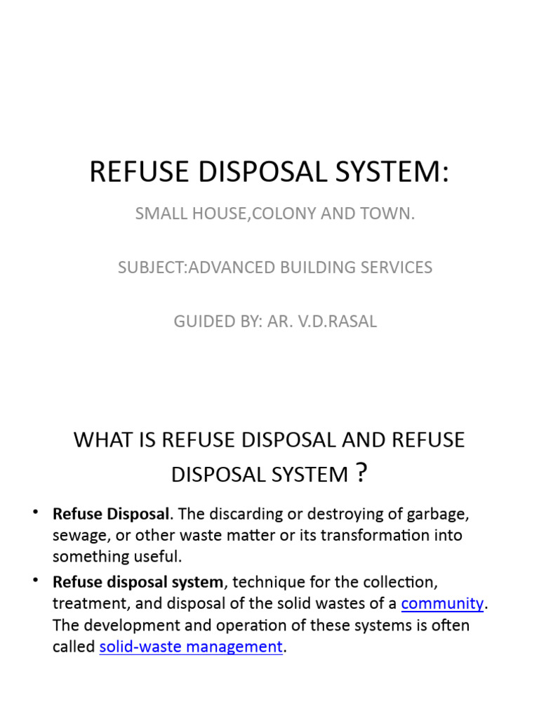 Refuse Disposal System (1280) | PDF | Waste Management | Incineration