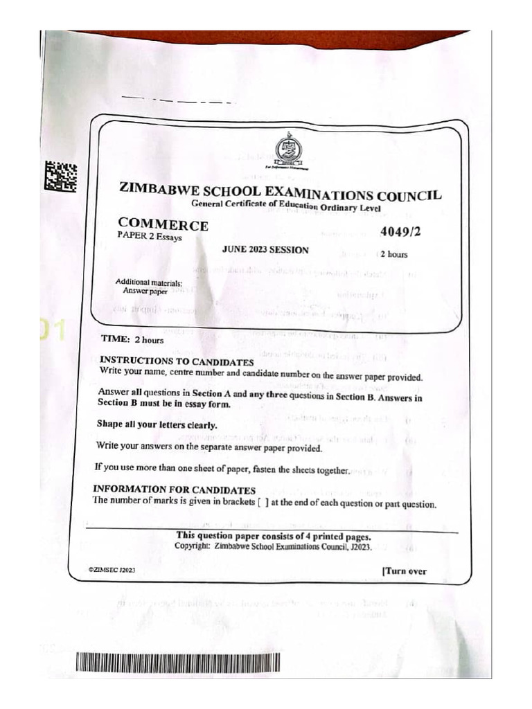 June Commerce Paper 2 | PDF