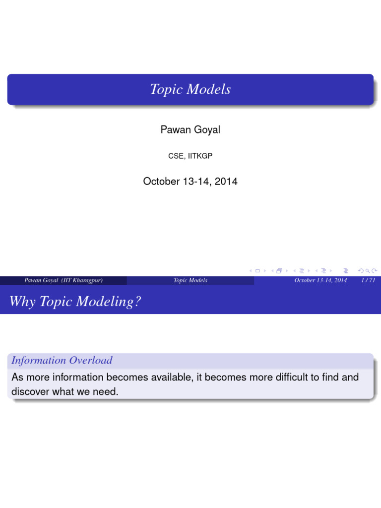 Topic Models Indian Institute of Technology Pawangcoursestopicmodelspdf ...