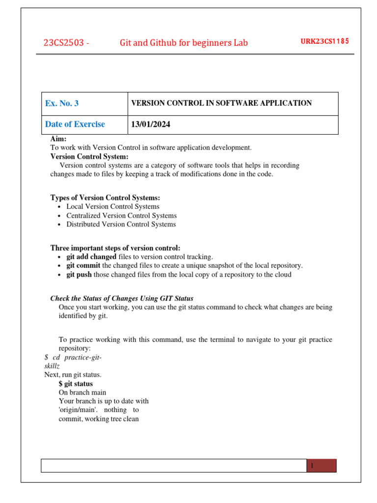 Durai Git Exp 3 | PDF | Version Control | Software Engineering