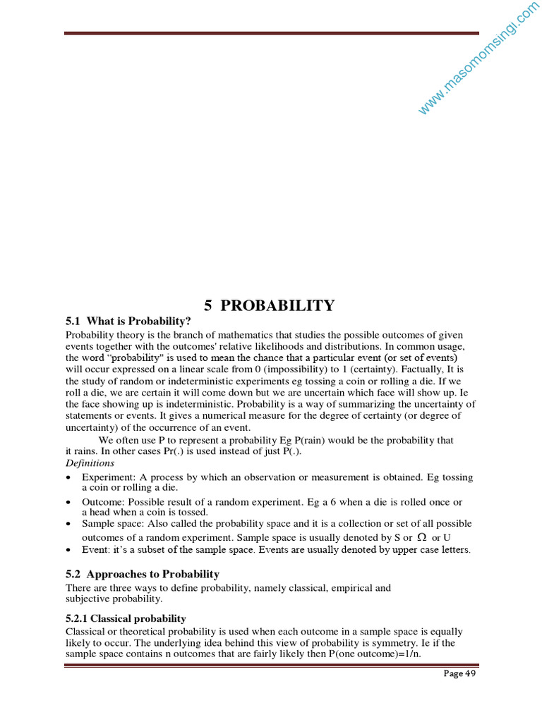 Introduction To Probability Notes | PDF | Set (Mathematics) | Probability