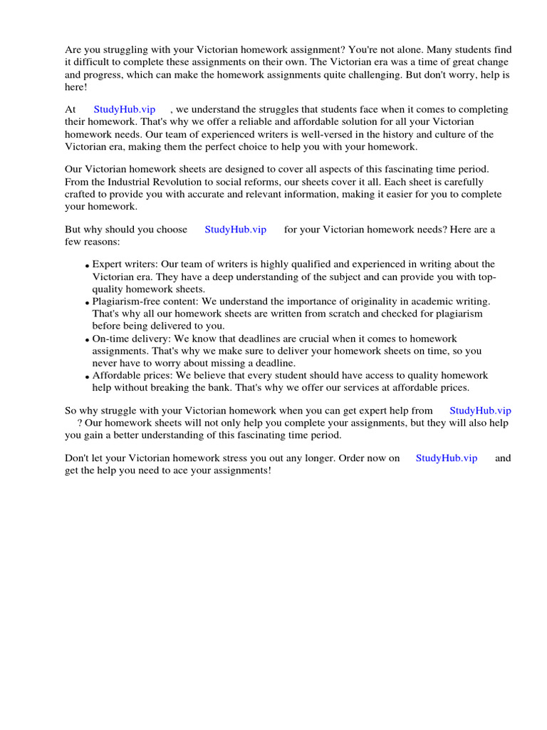 Victorians Homework Sheet | PDF | Homework