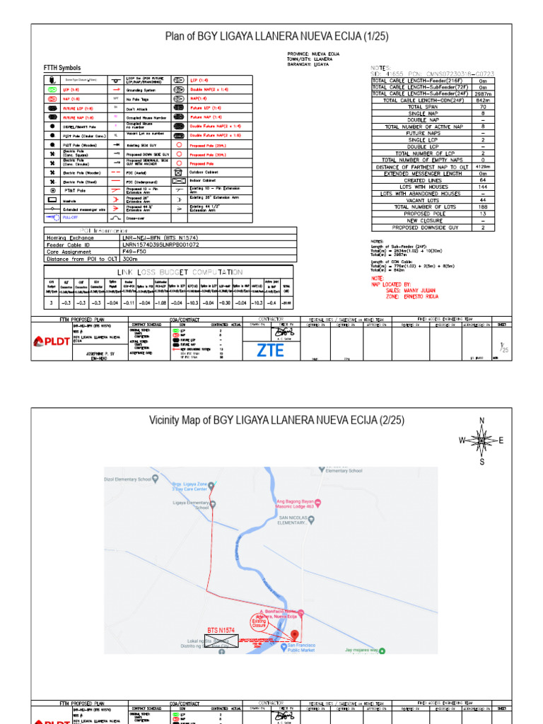 Plan of Bgy Ligaya Llanera Nueva Ecija (1/25) : FTTH Symbols | PDF