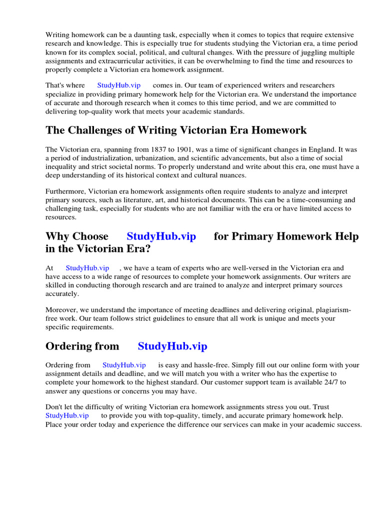 Primary Homework Help Victorian Era | PDF | Homework