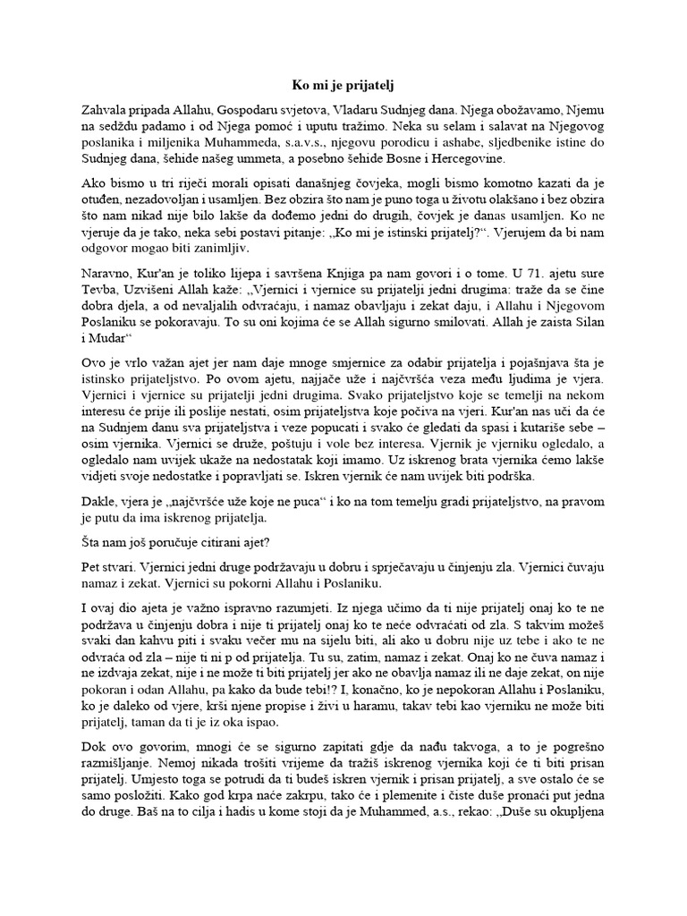 Hutba Ko Mi Je Prijatelj | PDF