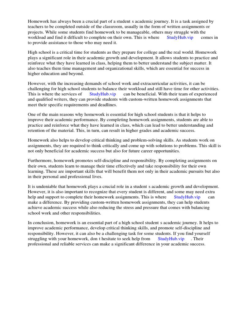 Why Is Homework Important For High School Students | PDF | Homework ...