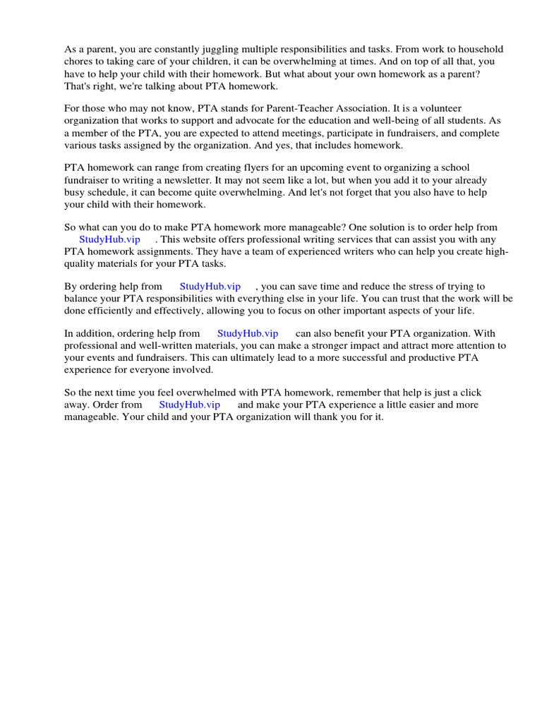 Pta Homework | PDF | Homework | Teachers