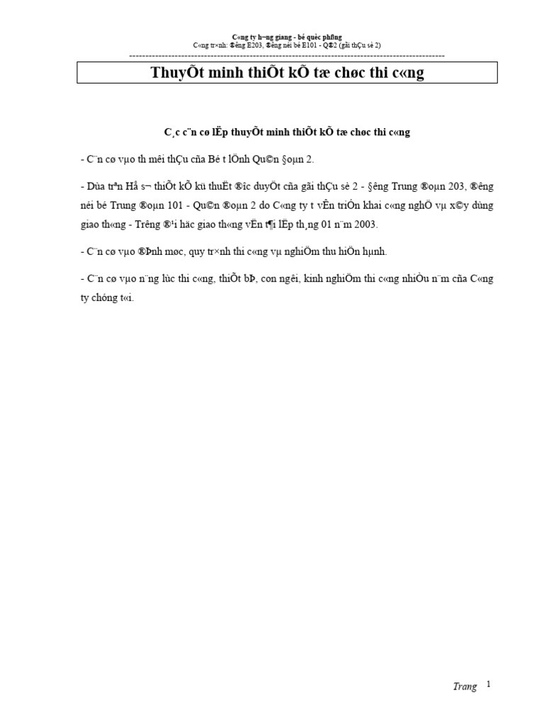 Thuyõt Minh Thiõt Kõ Tæ Chøc Thi C NG | PDF