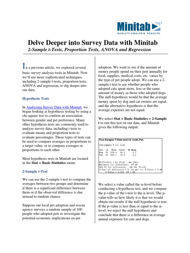 Minitab Survey Analysis With ANOVA and More | PDF | Analysis Of ...