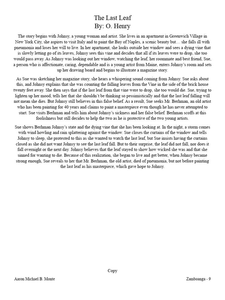 The Last Leaf (PTask) | PDF