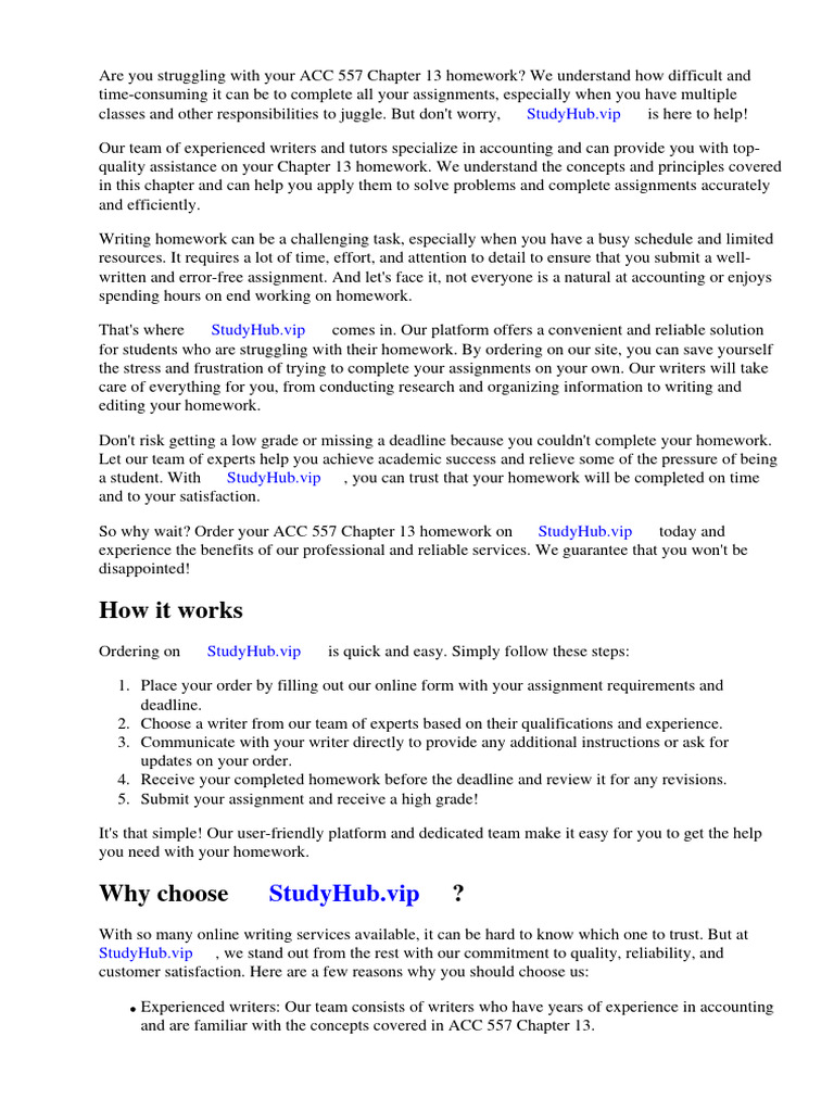 Acc 557 Chapter 13 Homework | PDF | Homework | Subscription Business Model