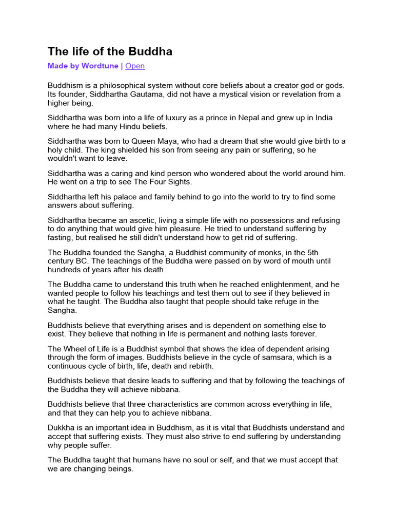 The Life of the Buddha-WT_Summaries | PDF | Four Noble Truths ...