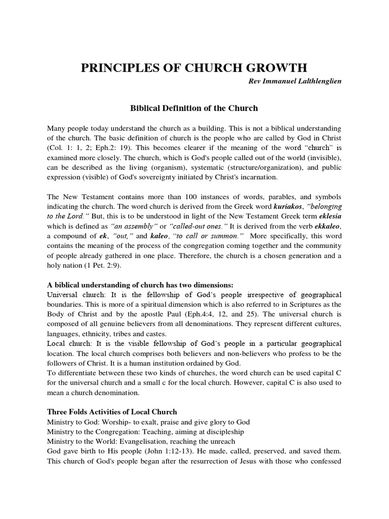 Priniples of Church Growth | PDF | Christian Church | Jesus