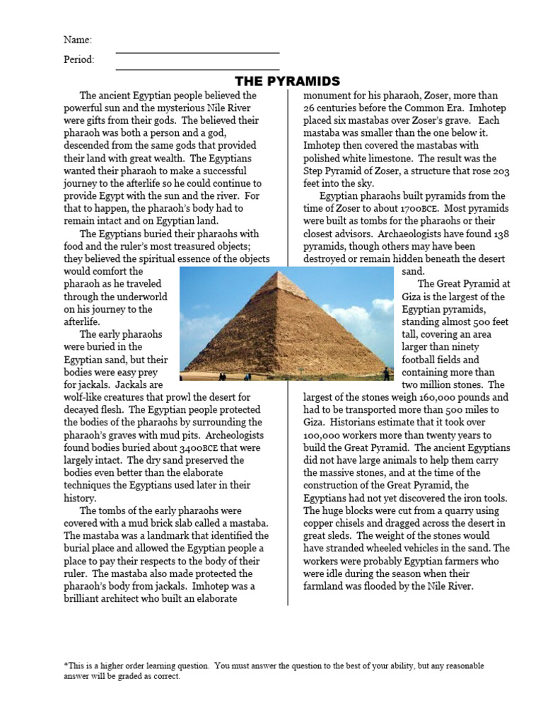 The Pyramids: Name: Period | PDF | Egyptian Pyramids | Ancient Egypt