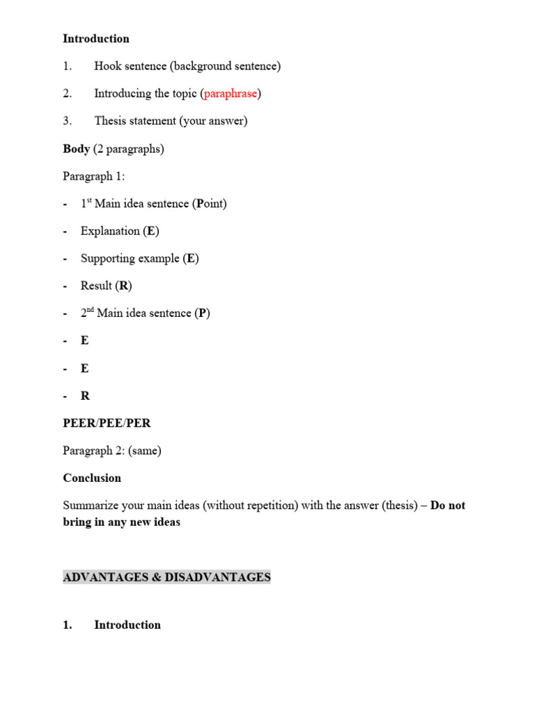 General Structures For Task 2 Writing | PDF | Paragraph | Essays