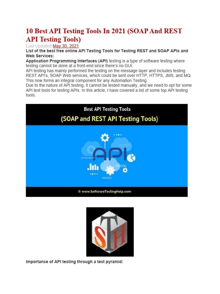 10 Best API Testing Tools in 2021 | PDF | Web Service | Software Testing
