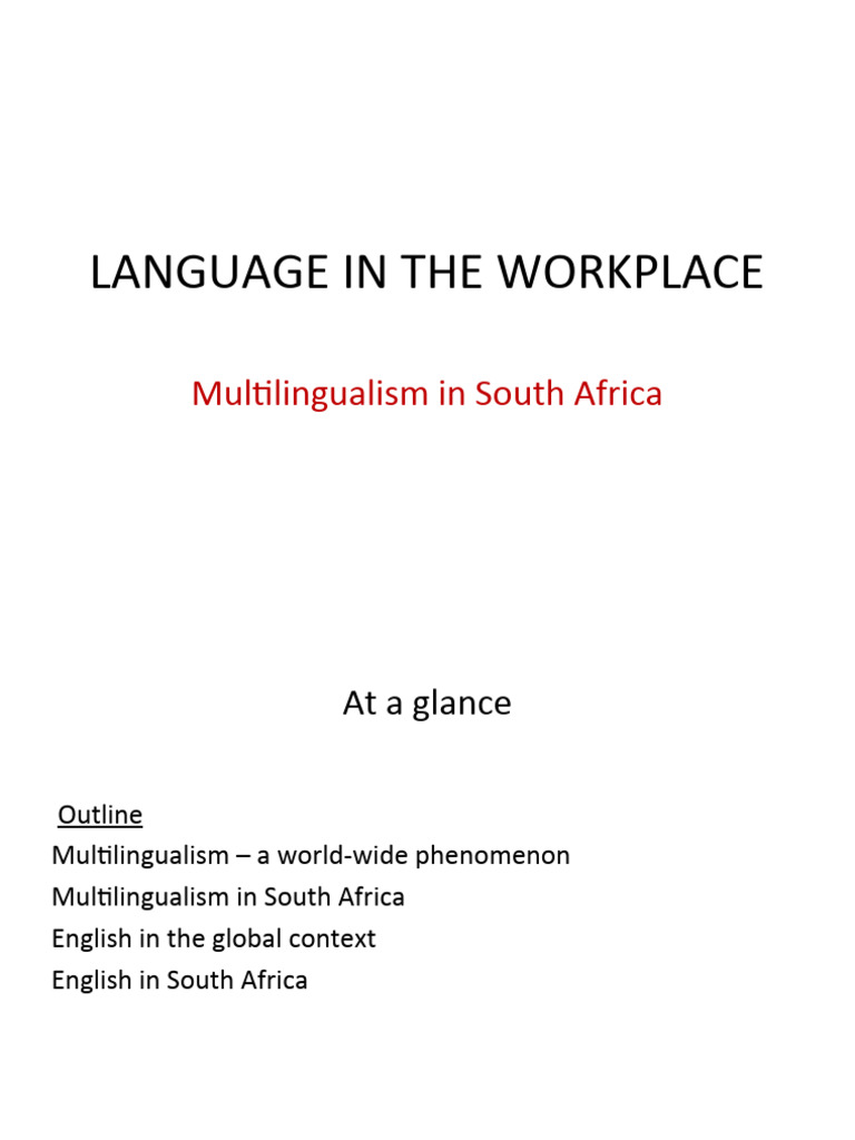 Lecture 1B Multilingualism in The Workplace Slides | PDF | English ...