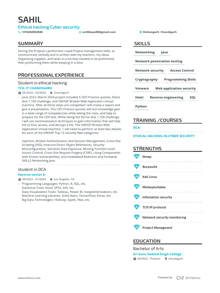 Sahil Resume | PDF | Security | Computer Security