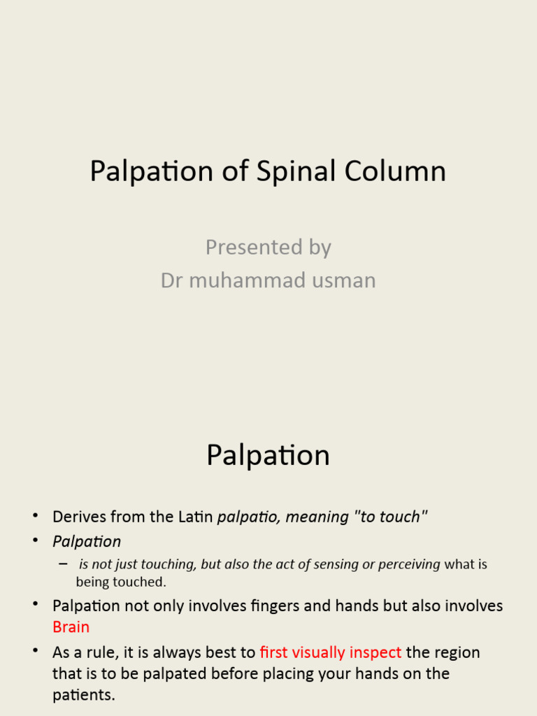 Palpation of Spine Lec 5 25042022 084358am | PDF | Vertebra | Anatomy