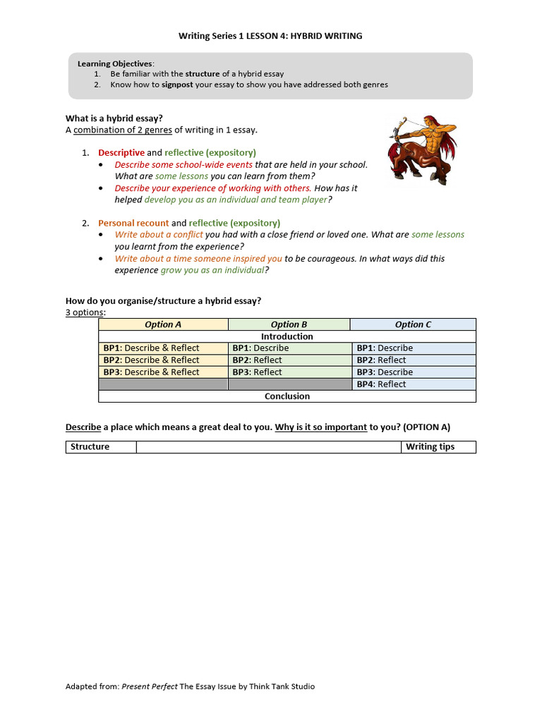 Handout Lesson-4 Hybrid-Writing | Download Free PDF | Essays | Emotions