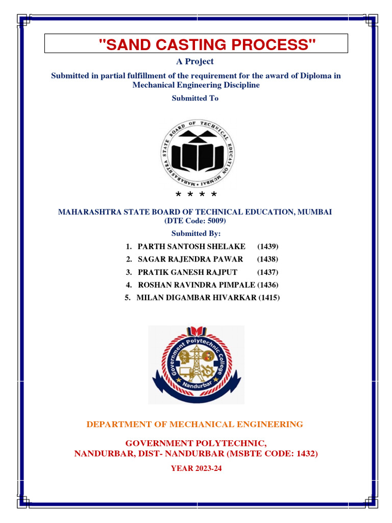 Sand Casting Process Project Report | PDF | Qualifications | Career And ...