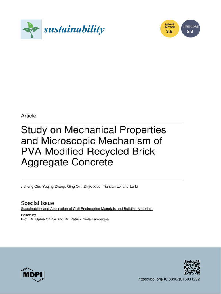 Sustainability 16 01292 With Cover | PDF | Concrete | Construction ...
