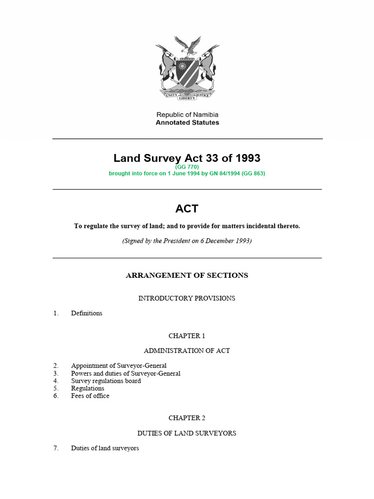 Land Survey Act 33 of 1993 | PDF | Surveying | Arbitration