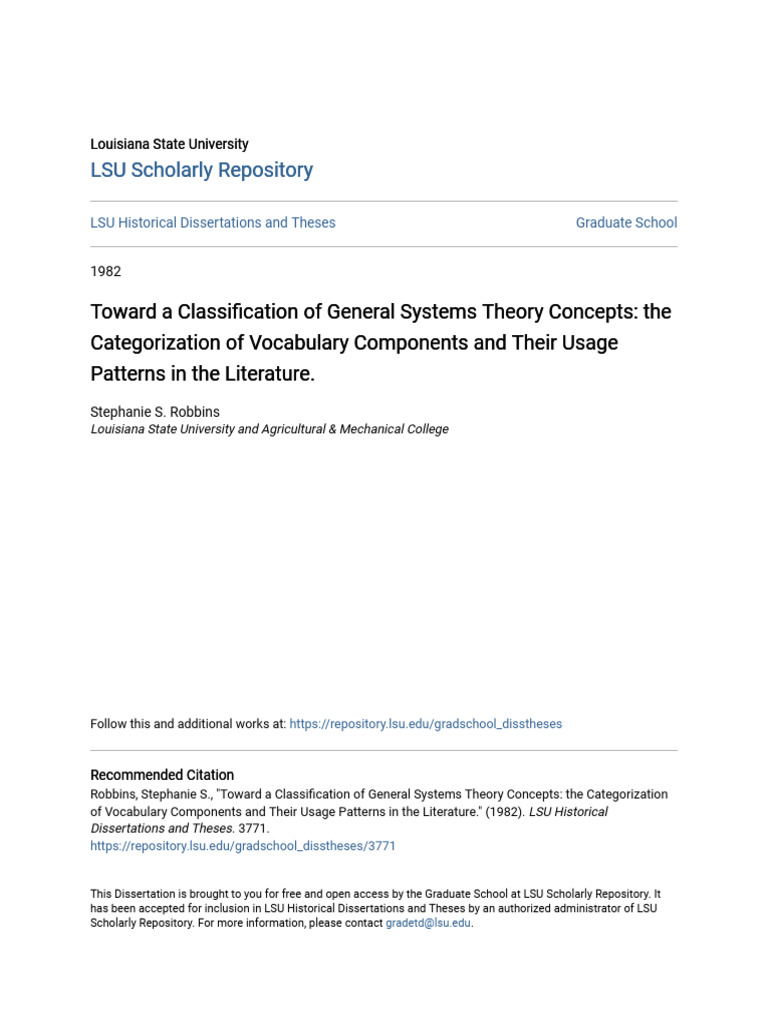Toward A Classification of General Systems Theory Concepts - The C ... Toward A Classification of General Systems Theory Concepts - The C ...