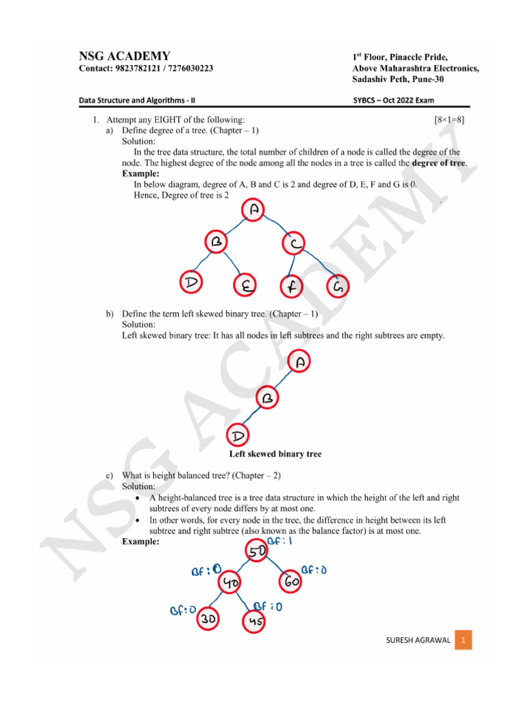 DS and Algo II - Solution of Question Paper Oct 22 | PDF