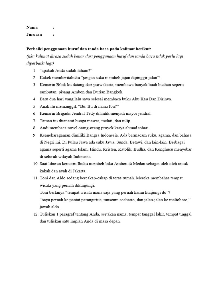 Tugas Ejaan Dan Tanda Baca-1 | PDF | Perjalanan