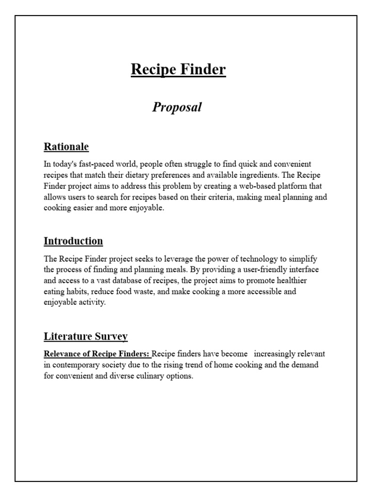 Recipe Finder CPP Proposal | Download Free PDF | Recipe | Usability