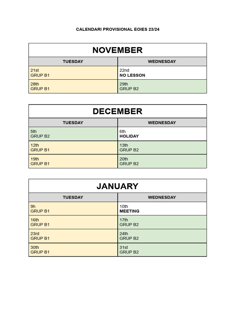EOIES 23/24 Provisional Schedule | PDF