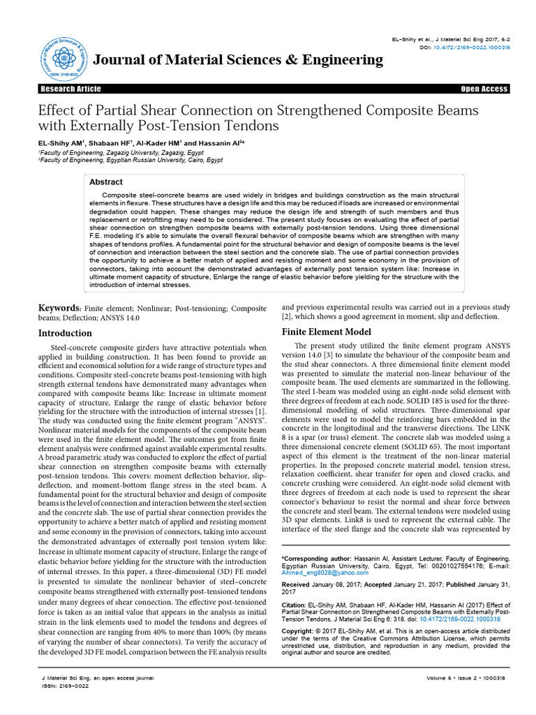 Paper - Effect of Partial Shear Connection On Strengthened Composite Beams With Externally Post ...