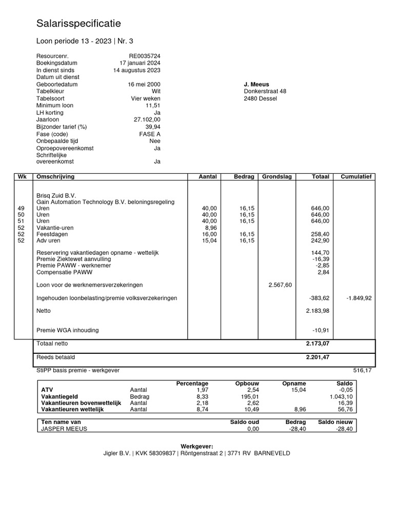 Salarisstrook - 220 SOLUTIONS - RE0035724 - 2023 - 13 - 3 | PDF