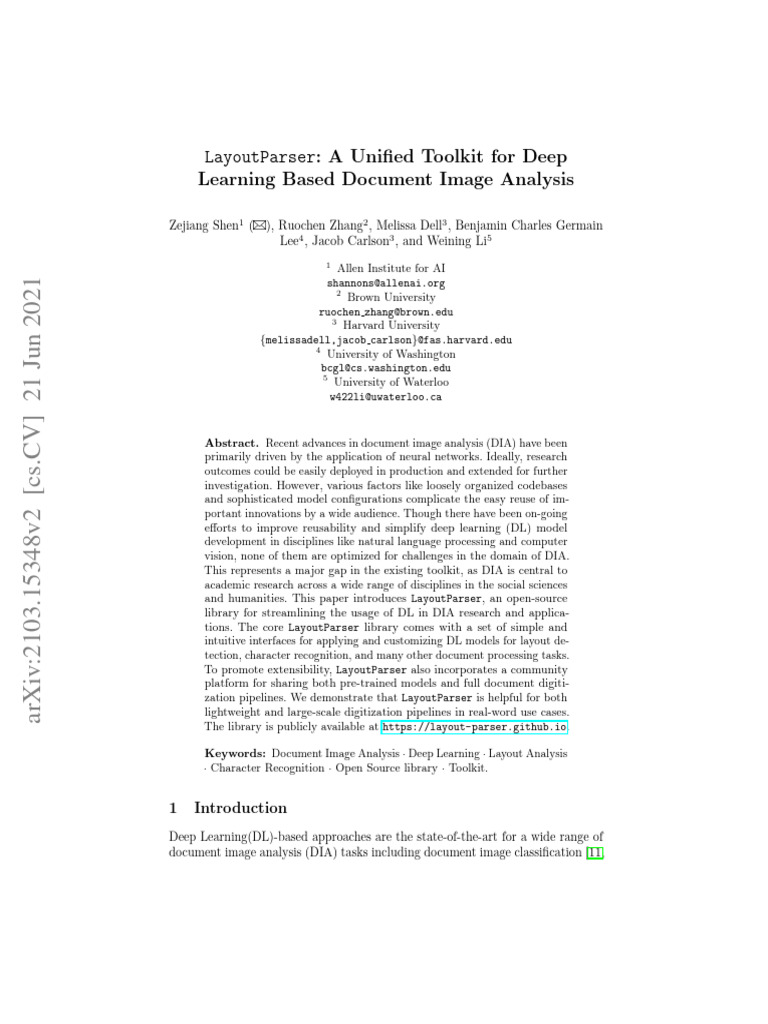 Layout Parser Paper Fast - 2 | PDF | Deep Learning | Computational ...
