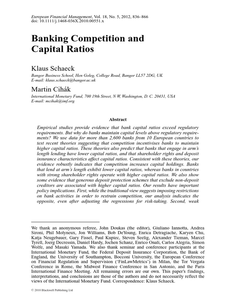 Schaeck and Cihak 2012 | PDF | Banks | Market Power