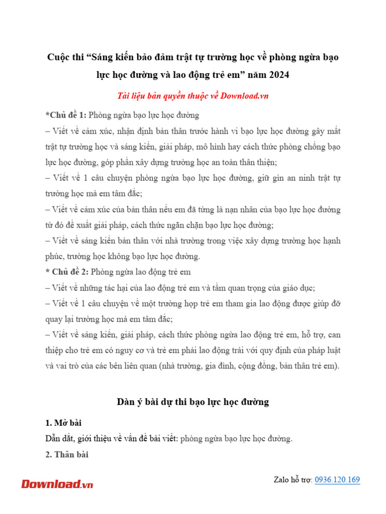 Phong Ngua Bao Luc Hoc Duong Va Lao Dong Tre em | PDF