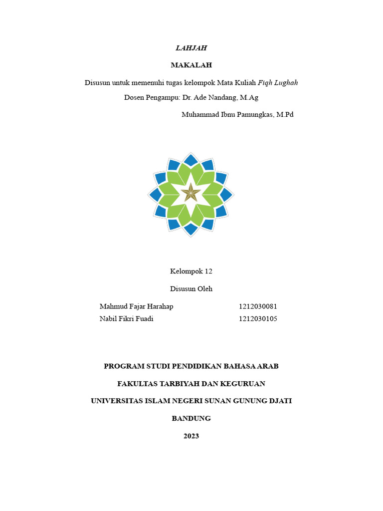 MAKALAH FIQH LUGHAH - LAHJAH Kel 12 BISMILLAH | PDF