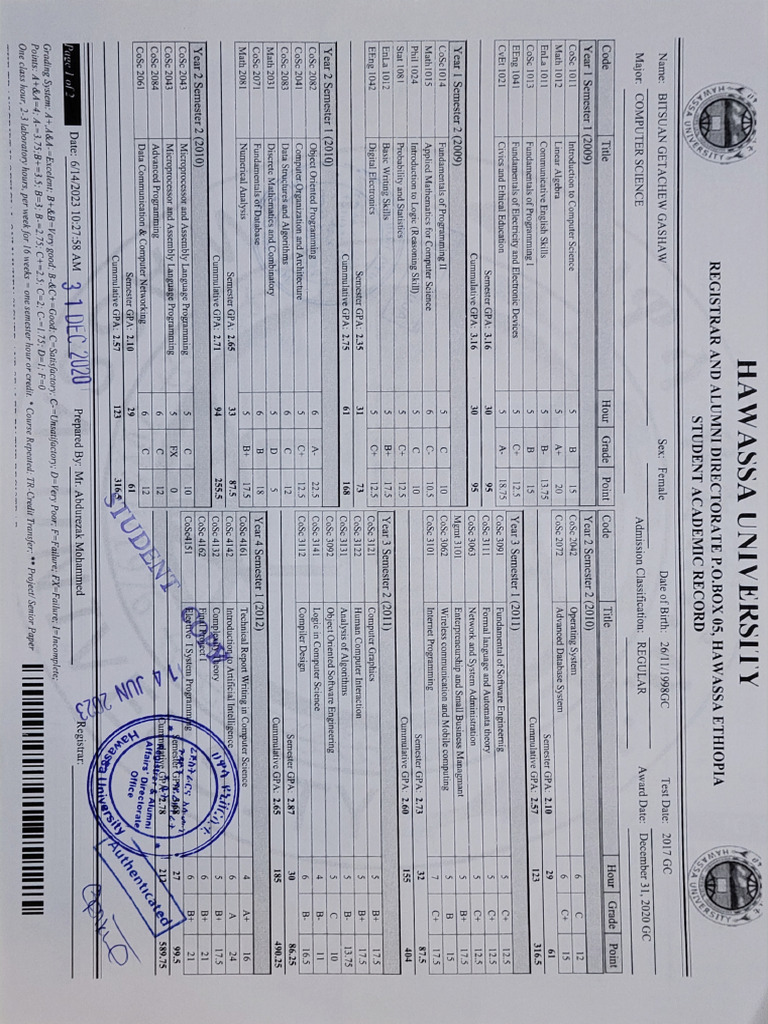 DG Transcript Records | PDF