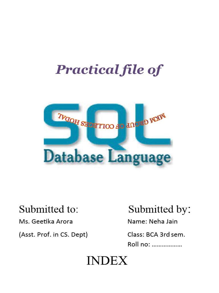 SQL First Page and Index | Download Free PDF | Sql | Relational Database