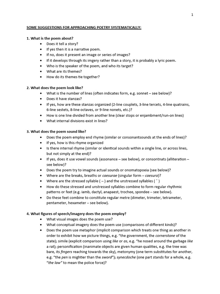 Analyzing Poetry: Techniques and Forms | PDF | Poetry | Metre (Poetry)