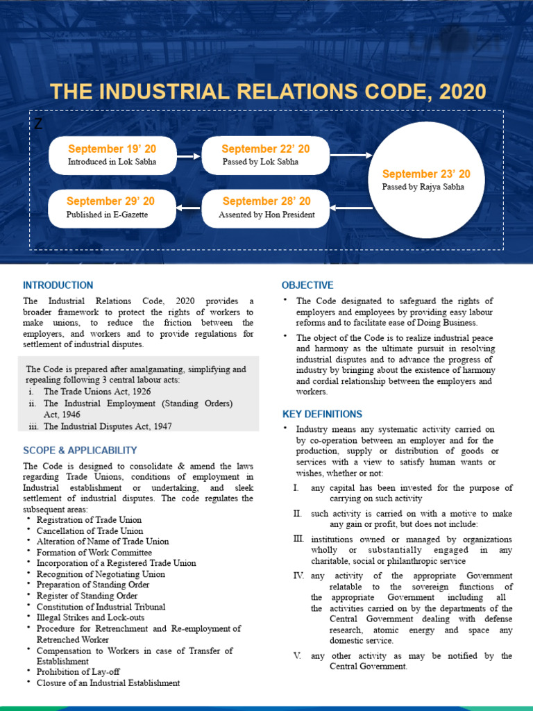 Industrial Relations Code 2020 | PDF | Employment | Strike Action