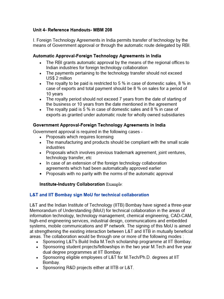 Unit 4-Reference Handouts - MBM 208: L&T and Iit Bombay Sign Mou For ...