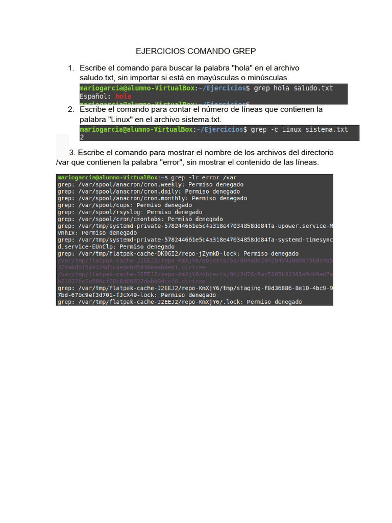 Ejercicios Comando Grep | PDF