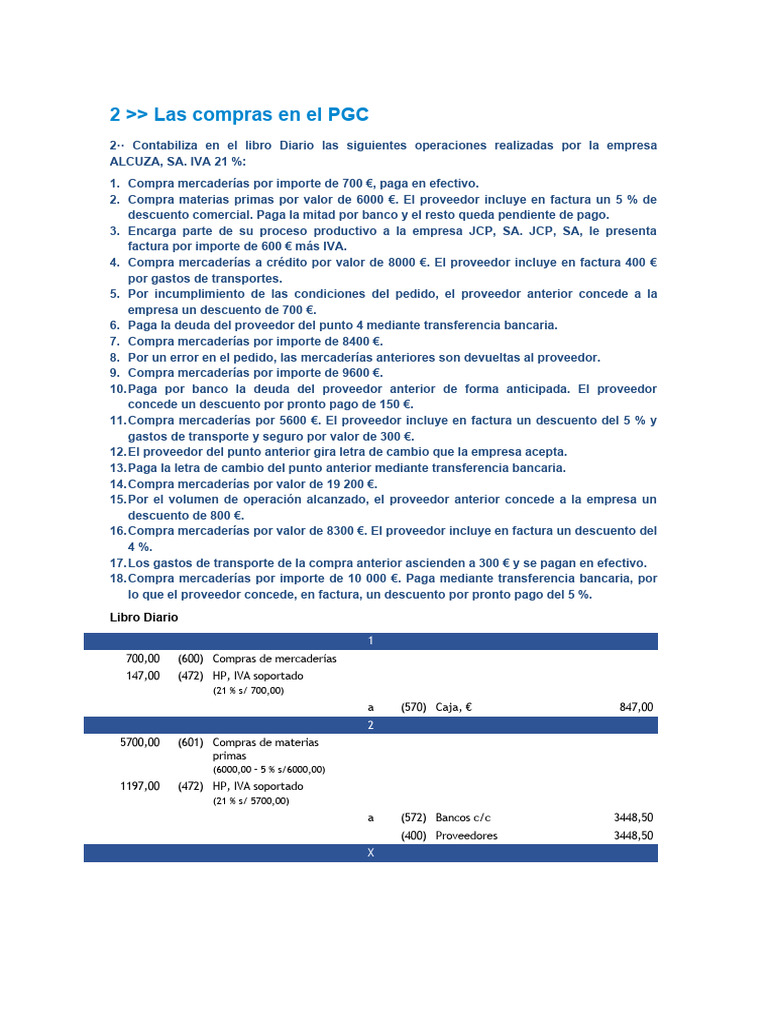Enunciado y Solución Ejercicio 2 (Compras) y Ejercicio 3 (Ventas) Página 236 | PDF ...