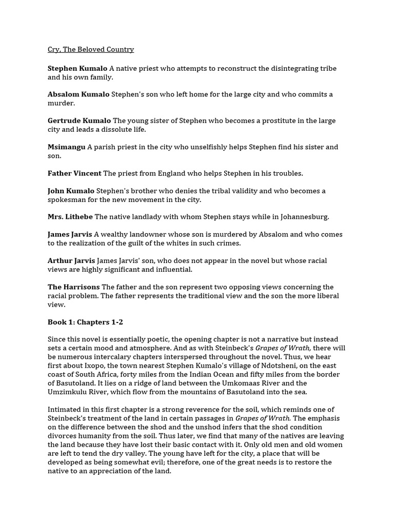 Cry The Beloved Country | PDF