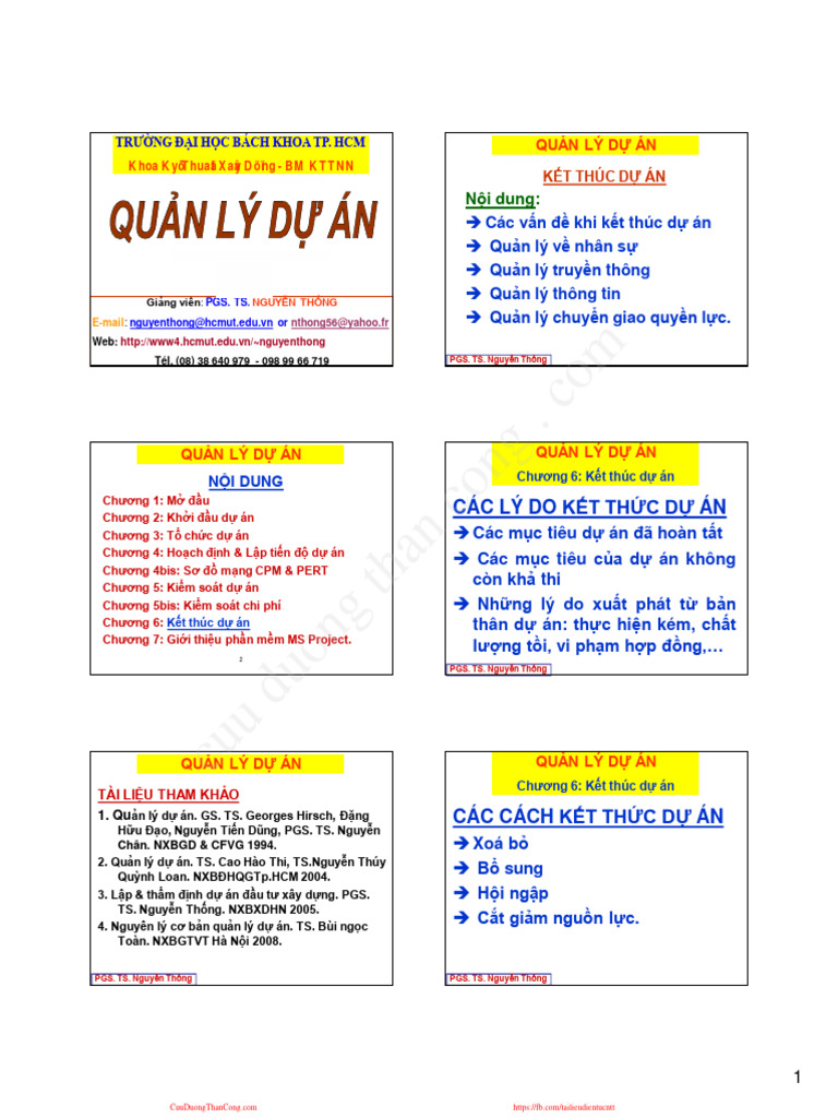 Quan Ly Du An Xay Dung Nguyen Thong Qlda Ch6 Ket Thuc Du An - PPT (Cuuduongthancong - Com) | PDF