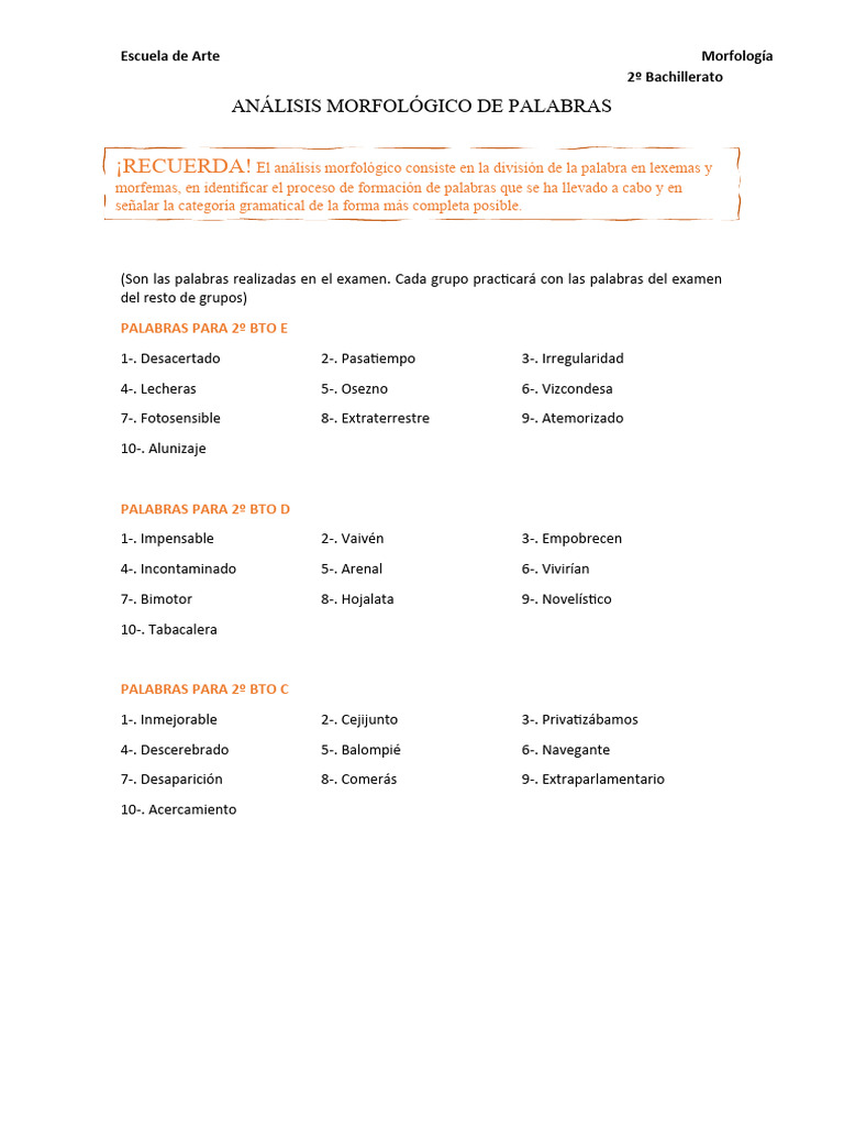 Análisis Morfológico de Palabras | PDF