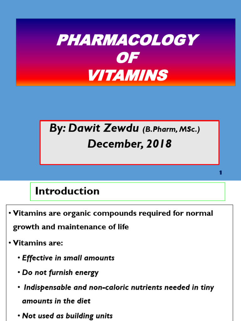 On Pharmacology of Vitamins | PDF | Vitamin A | Vitamin D